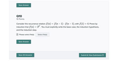 Solved 10 Points Consider The Recurrence Relation