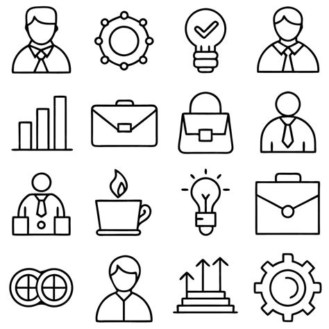 Premium Vector Set Of Business Icon Illustration Management Marketing Outline Design