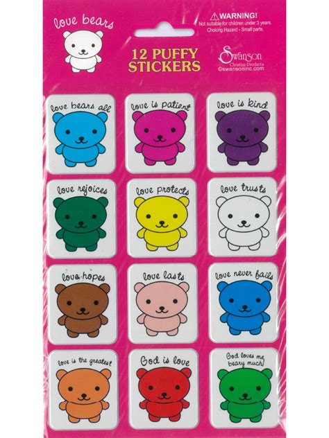 Puffy Stickers 12 Love Is Bears Cbm Shop