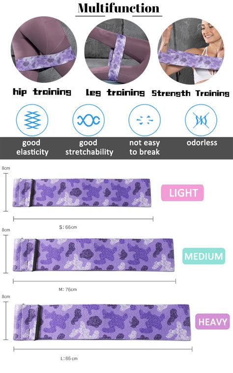 Custom Color Different Resistance Bands Set 3 Level Latex Fabric Hip