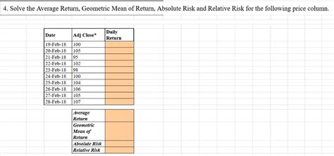 Solved Solve The Average Return Geometric Mean Of Chegg Com