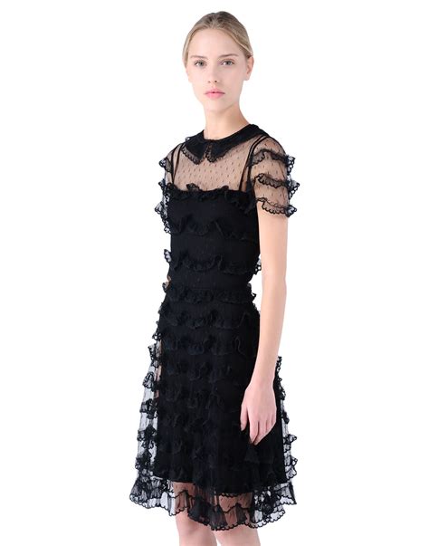 Red Valentino Scalloped Embroidered Tulle Dress In Black Lyst