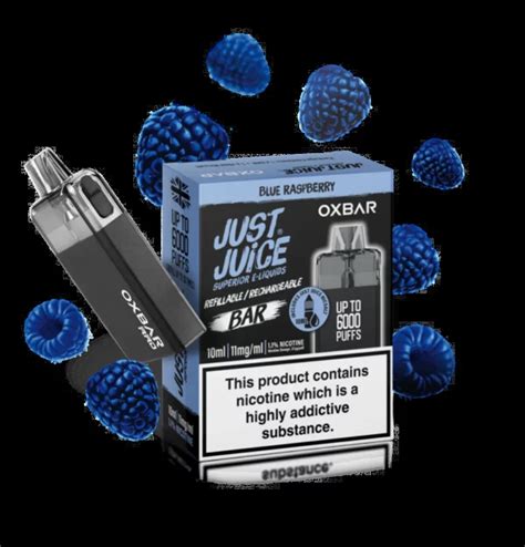 Just Juice X Oxbar Rrb Blue Raspberry 20mg Disposable Vape Shisha Vibe