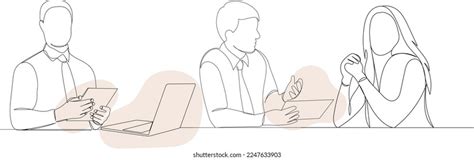 People Working Continuous Line Drawing Vector Stock Vector Royalty