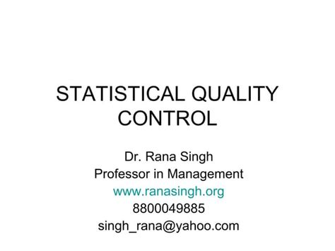 Statistical Quality Control Ppt
