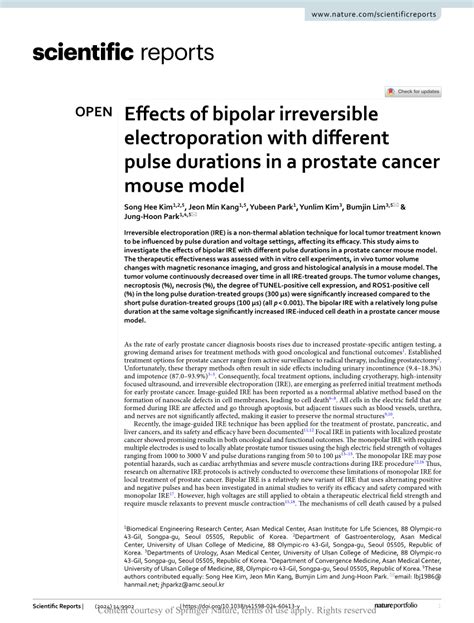 Pdf Effects Of Bipolar Irreversible Electroporation With Different