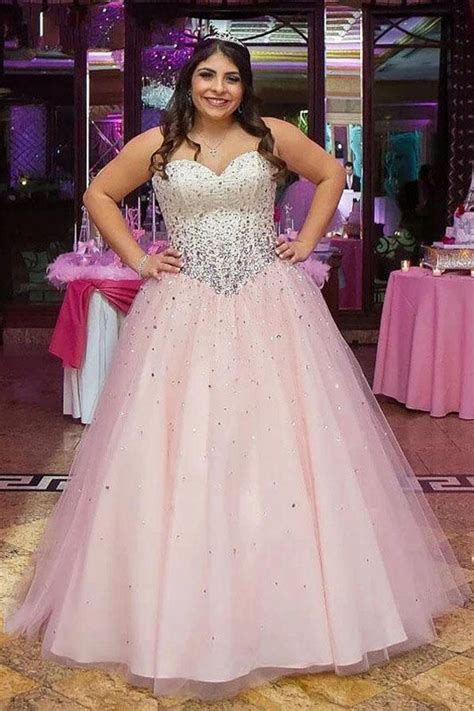 A Lineprincess Sweetheart Tulle Floor Length Plus Size Prom Dresses