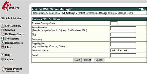Create Csr Ensim Web Server