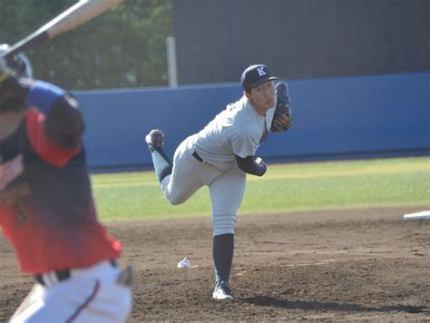大学から投手に九共大146キロ右腕が初先発初勝利 転向を勧めたのはいとこの元ロッテ左腕【九州大学野球選手権】：「おっ！」でつながる地元密着の