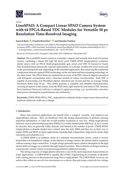 PDF LinoSPAD A Compact Linear SPAD Camera System With 64 FPGA Based