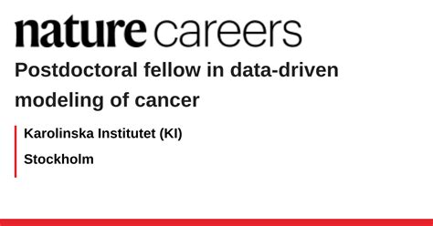 Postdoctoral Fellow In Data Driven Modeling Of Cancer Job With