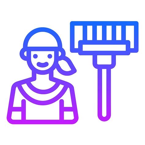 Premium Vector Man Holding Mop Icon