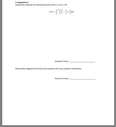 Solved I Integrationvi Analytically Integrate The