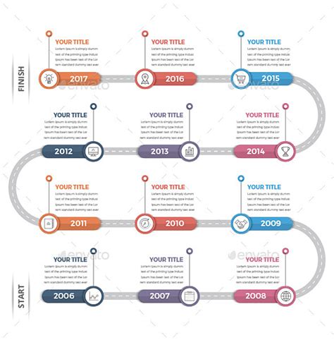 时间轴信息图12步骤 信息图timeline Infographics 12 Steps Infographics 文摘、商业圈
