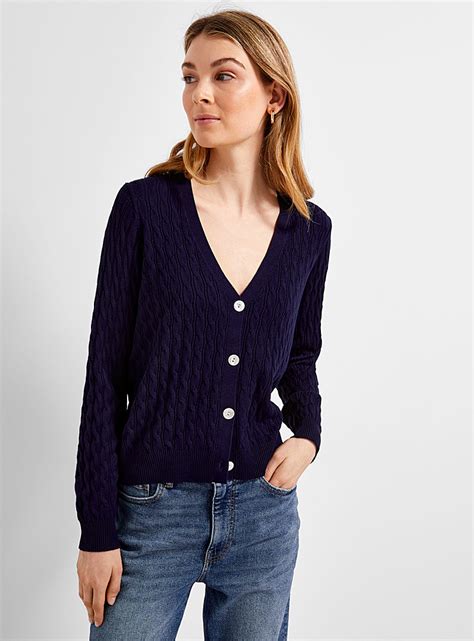 Cable Knit Stretch Cardigan Contemporaine Shop Womens Cardigans