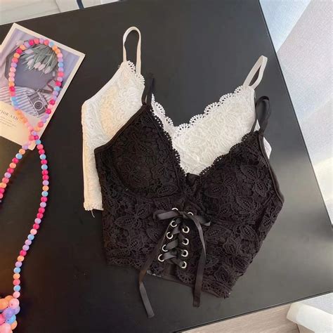 Fashion Straps Top Lace Halter Top Sexy V Neck Padded Top On Luulla