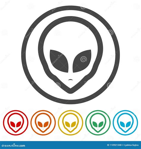 Alien Head Icon Extraterrestrial Alien Face 6 Colors Included Stock