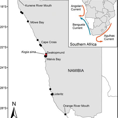 Walvis Bay Namibia Showing Bathymetry The Location Of The Harbour
