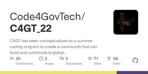 github code4govtech c4gt 22 c4gt has been conceptualised as a summer