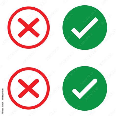 Green Tick Mark Icon Green Right Or Red Wrong Icons Green Tick And