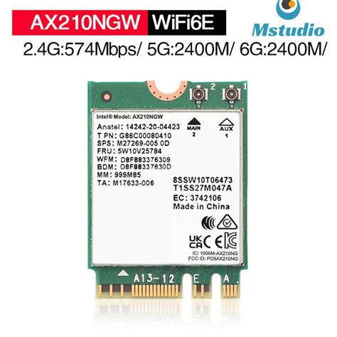 Сетевая карта Ax210ngw Wi Fi 6e Адаптер Rev 006 Bluetooth 5 3 для ноутбука Windows 10 11