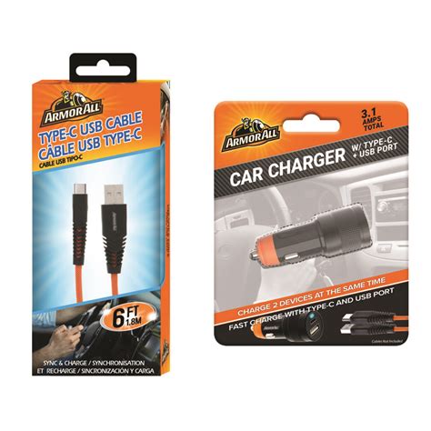 6ft Type C Charge Cable And 31 Amp 2 Port Usb And Type C Adapter