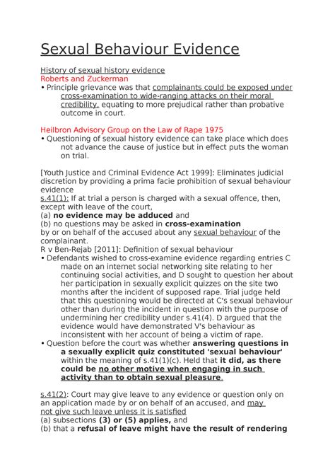 Sexual Behaviour Evidence Sexual Behaviour Evidence History Of Sexual