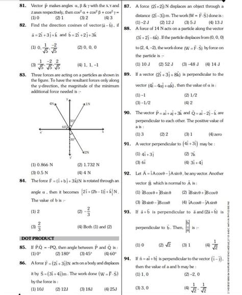 Mcq Related To Dot Product Cross Product Edurev Class 11 Question
