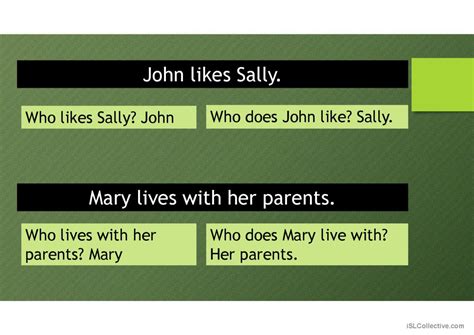 Drills Subject And Object Questions… English Esl Powerpoints