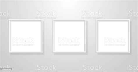 페인팅 모형 3 그림자가 있는 사실적인 사진 프레임 흰색 벽에 걸려 있는 사진 빈 세트 정사각형 라이트 프레임 컬렉션 벡터 일러스트레이션 0명에 대한 스톡 벡터 아트 및