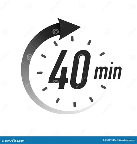 40 Timer Minutes Symbol Black Style Stock Vector Illustration Of