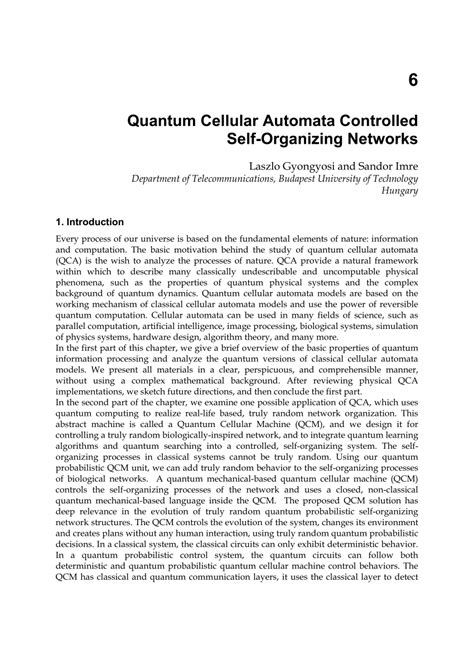 pdf quantum cellular automata controlled self organizing networks