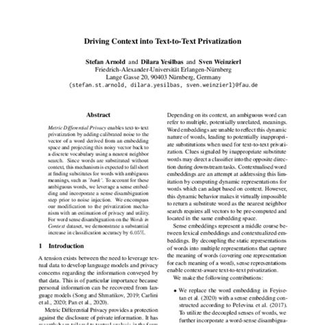 Driving Context Into Text To Text Privatization Acl Anthology