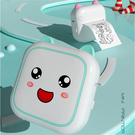 Mini Imprimanta Termica Si 14 Role Hartie 57x25mm Cu Stilouri Colorate