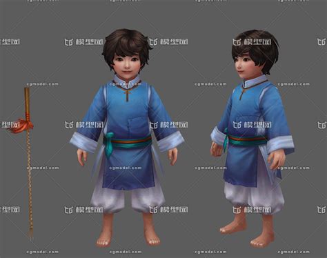 手绘 卡通牧童模型 孩子 男模型库 Maya ma mb 模型下载 cg模型网