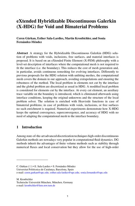 Pdf Extended Hybridizable Discontinuous Galerkin X Hdg For Void And Bimaterial Problems