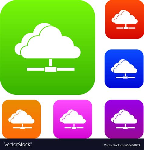 Cloud Computing Connection Set Collection Vector Image
