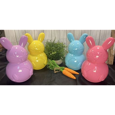 Jumbo Lot Of 4 Treat Fillable Bunny Easter Egg Plastic Container Large