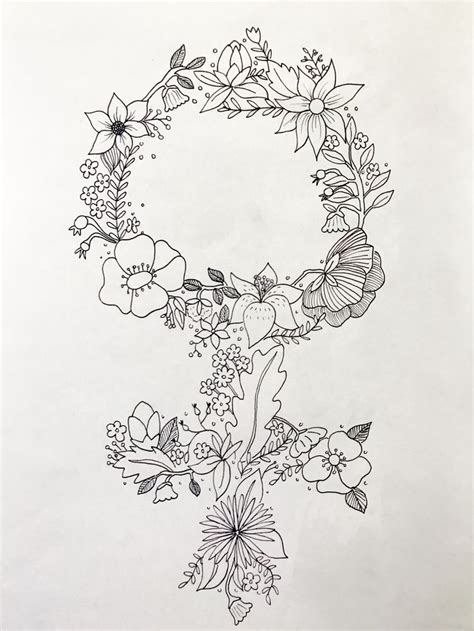 Floral Feminist Illustration Feminism Art Flower Drawing Symbol Drawing