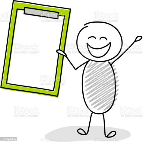 손으로 그린된 클립보드와 행복 Stickman입니다 벡터입니다 개념에 대한 스톡 벡터 아트 및 기타 이미지 개념 골인 금융 Istock