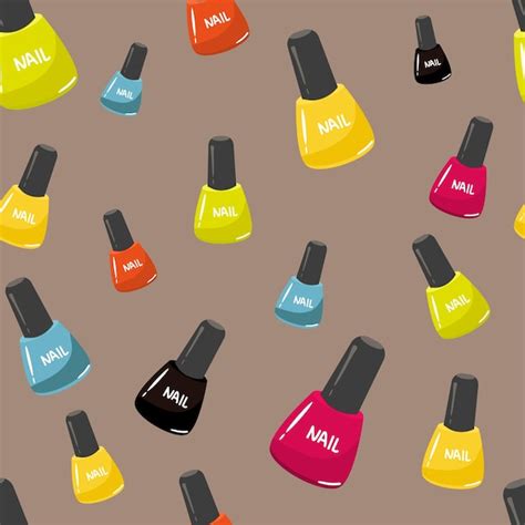 Linda Caricatura Encantadora Rosa Y Azul Esmalte De Uñas Sin Costuras