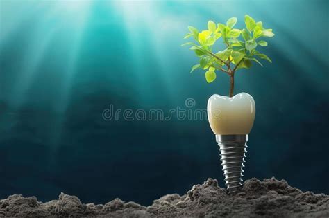 Strong Tooth Implant Symbolizing Health And Growth Resembling A Tree