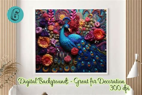 Peacock 3d Macrame Background 01 Graphic By Glamour · Creative Fabrica
