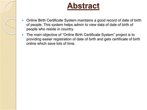 Online Birth Certificate System And Management PPT