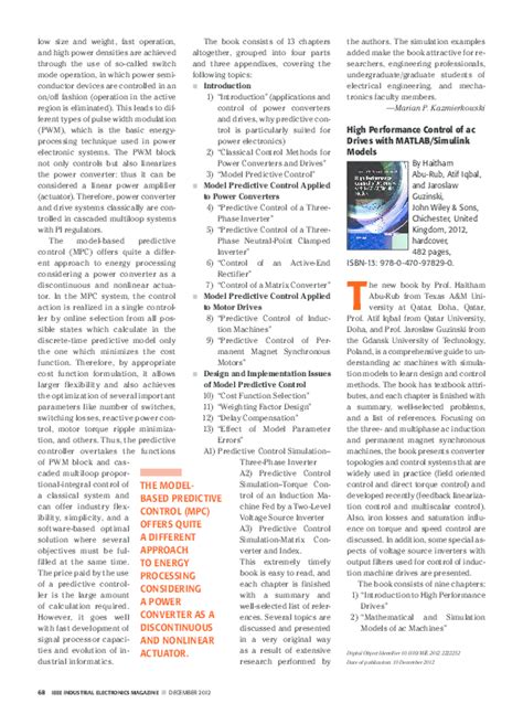 Pdf High Performance Control Of Ac Drives With Matlabsimulink Models