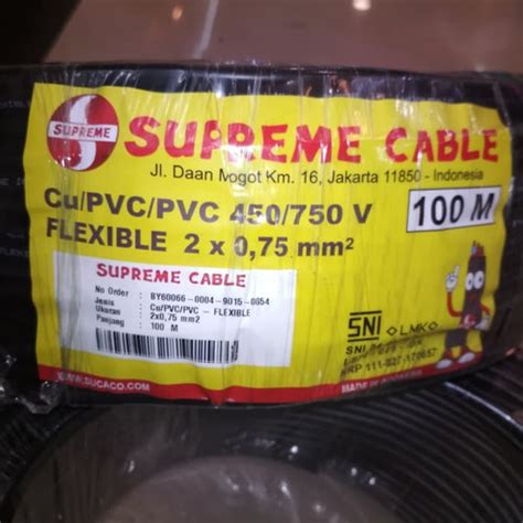 Jual Kabel Listrik Supreme Serabut 2x0 75 2x0 75 100 Meter 100M NYYHY HITAM Putih Kota
