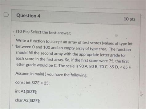 solved 10 pts select the best answer write a function to
