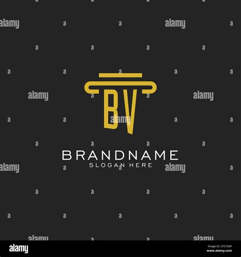 BV Initial Logo With Simple Pillar Style Design Vector Graphic Stock