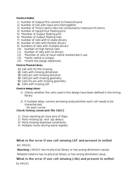 Sanity Checks Pdf Electronic Design Digital Technology