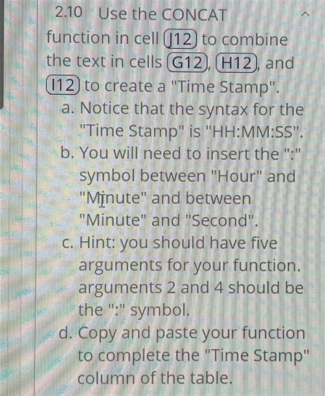 Solved 210 ﻿use The Concatfunction In Cell 112 ﻿to Combine
